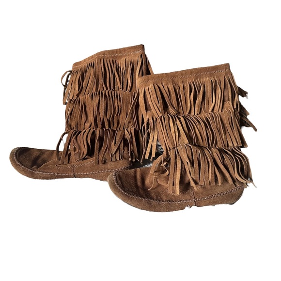 LC Lauren Conrad | Shoes | Moccasins Brown Fringe Boho Cottage Core ...